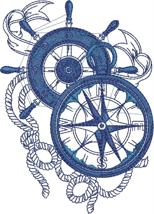 Ocean Wave Chevron Anchor Embroidery - Embdesignshop